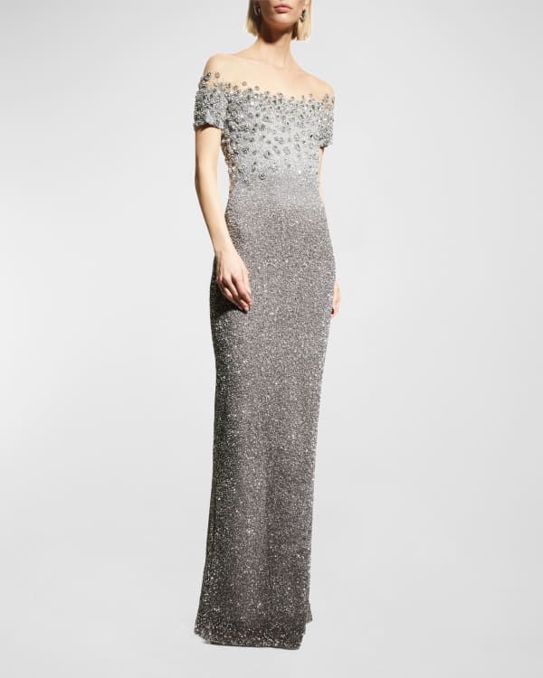 Monique Lhuillier Metallic Strapless Column Gown | Neiman Marcus