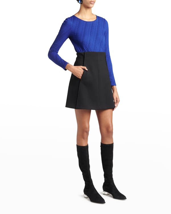 Chloe Speckled Button-Front A-Line Mini Skirt | Neiman Marcus