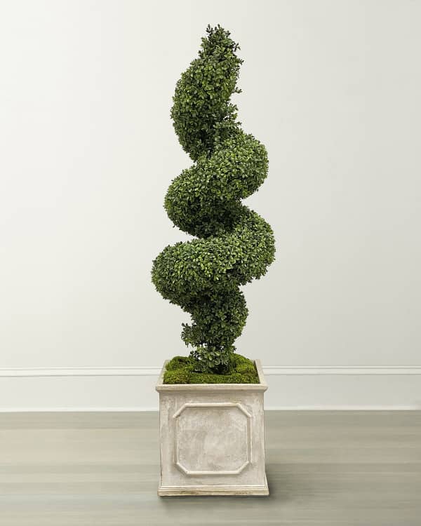 Winward Home Tall Boxwood Topiary in Square Planter | Neiman Marcus