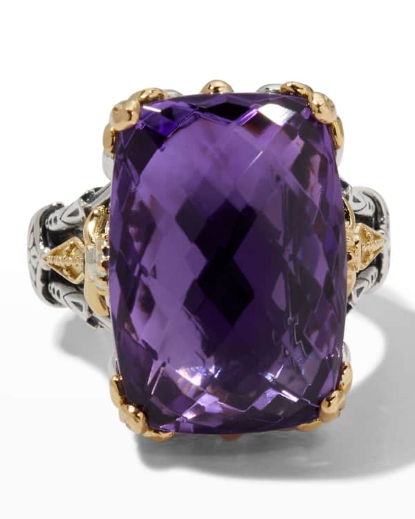 Konstantino Silver and Gold Green Amethyst Ring | Neiman Marcus