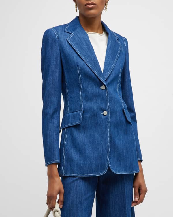 Chloe Denim Single-Breasted Blazer Jacket | Neiman Marcus