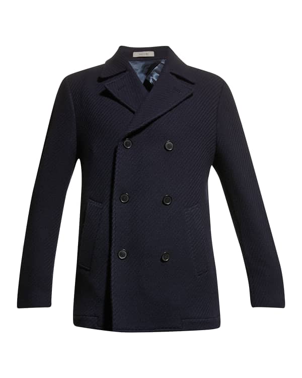 Theory Men's Plush Loft Wool Peacoat | Neiman Marcus
