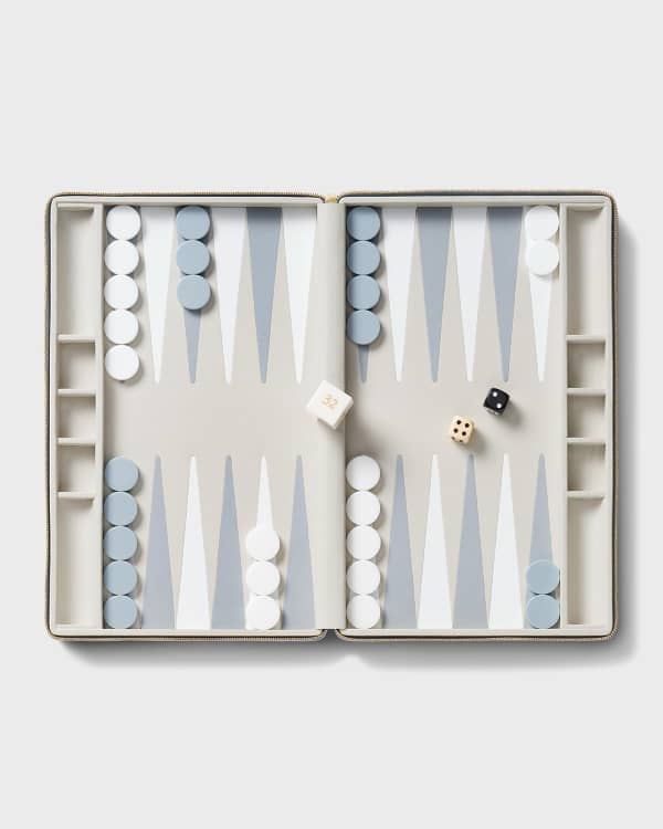AERIN Lacquer Raffia Backgammon Set | Neiman Marcus