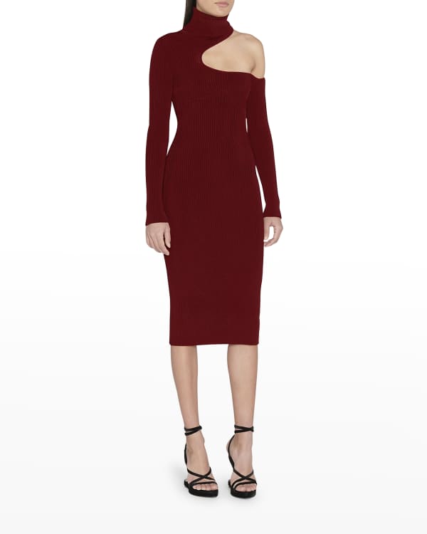 TOM FORD Zip-Front Ribbed Midi Dress | Neiman Marcus