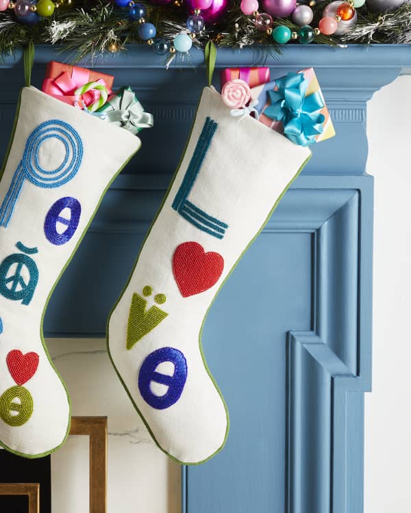 Jonathan Adler Peace Beaded Holiday Stocking | Neiman Marcus