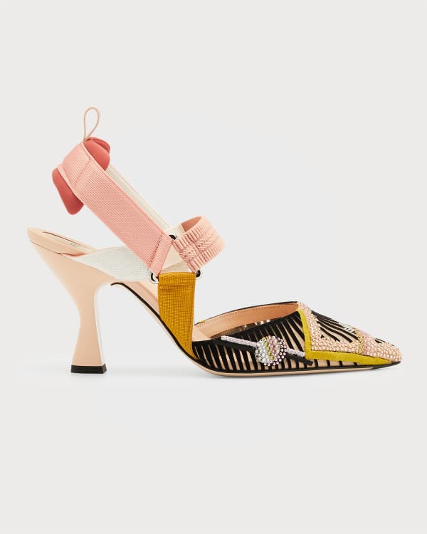 Fendi Colibri Runway Mesh FF Slingback Pumps | Neiman Marcus
