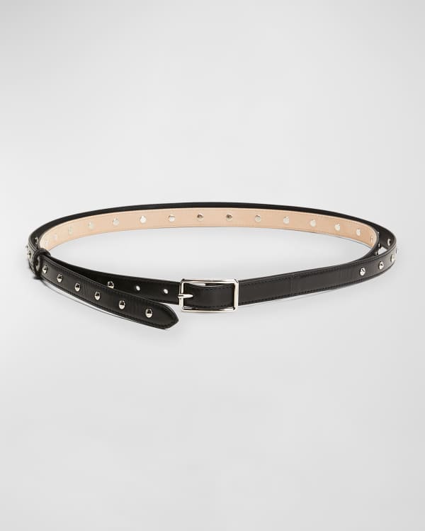 Alexander McQueen Studded Thin Double Belt | Neiman Marcus