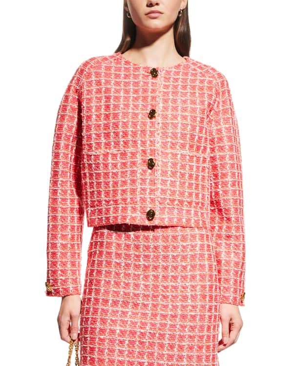 St. John Textured Tweed Collared Jacket | Neiman Marcus