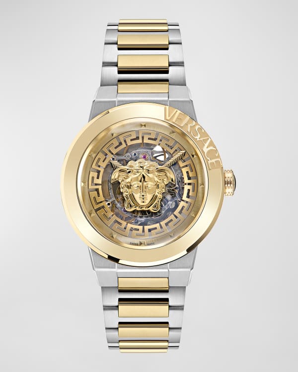 Versace 35mm Greca Time Watch with Bracelet Strap, Two-Tone | Neiman Marcus