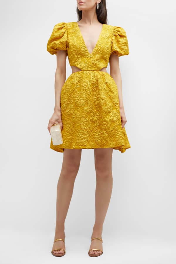 Zimmermann Dancer Puff-Sleeve Mini Dress | Neiman Marcus
