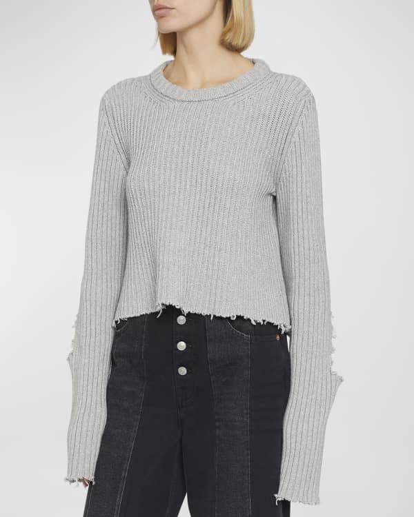MM6 Maison Margiela Oversized Distressed Circle Sweater | Neiman Marcus