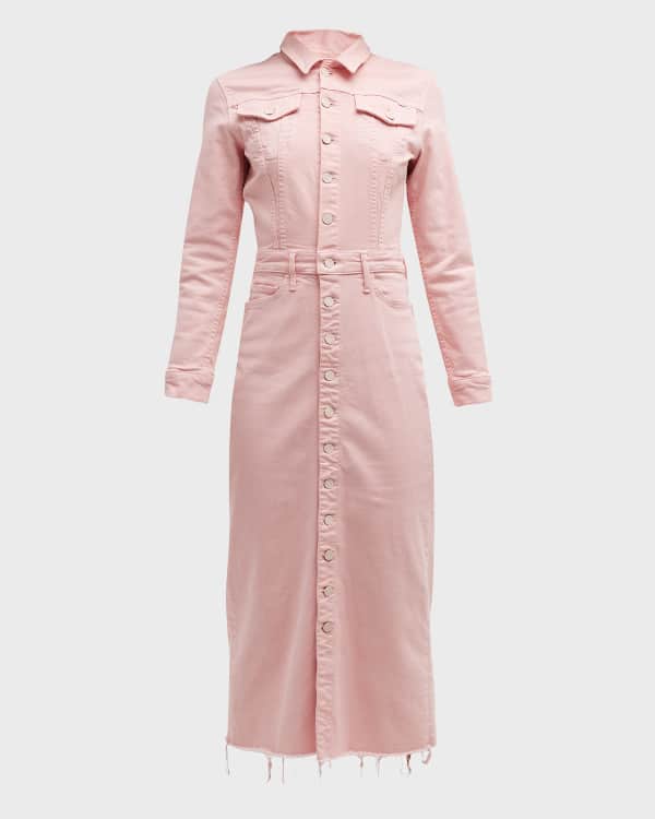 Veronica Beard Jeans Basia Button-Front Topstitch Mini Denim Dress ...