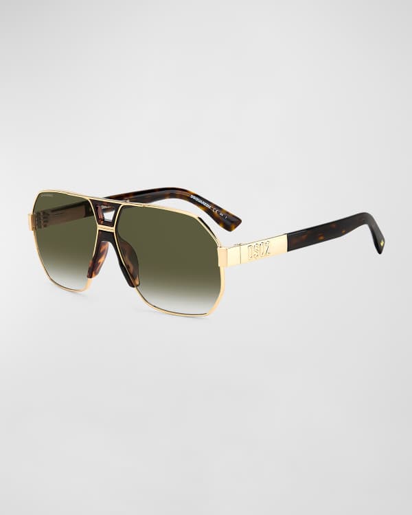 Dsquared2 Men's Double-Bridge Logo Aviator Sunglasses | Neiman Marcus