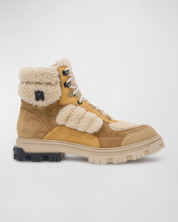 Loewe Men's Shearling Fur Wedge Boots | Neiman Marcus