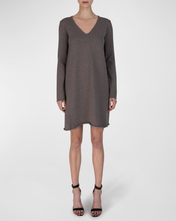 Vince Short V-Neck Wool Sweater Dress | Neiman Marcus