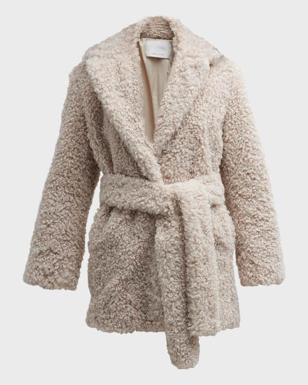 PINKO Corinne Belted Faux-Fur Coat | Neiman Marcus