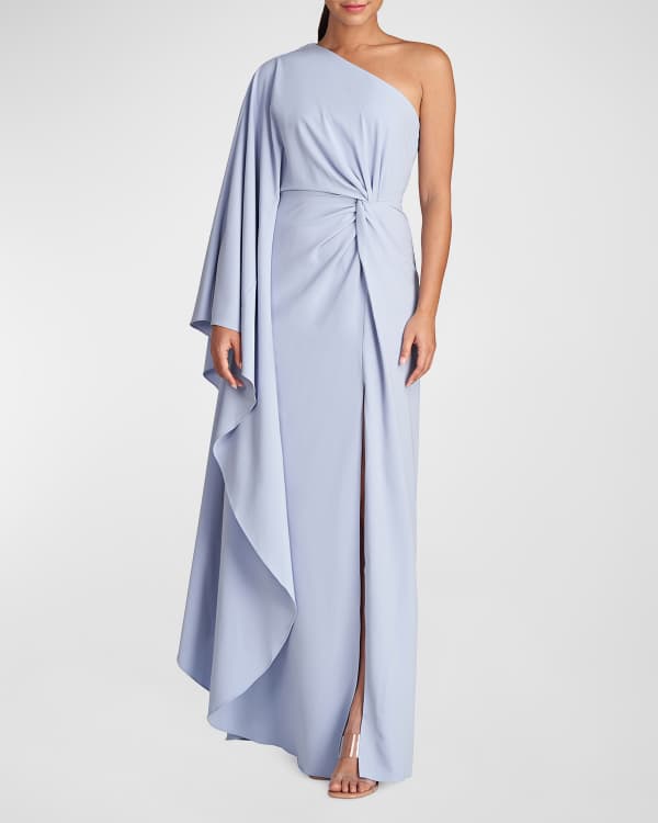Theia Rayna Draped One-Shoulder High-Low Gown | Neiman Marcus