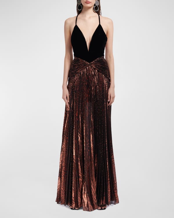 J. Mendel Off-the-Shoulder Pleated Gown | Neiman Marcus