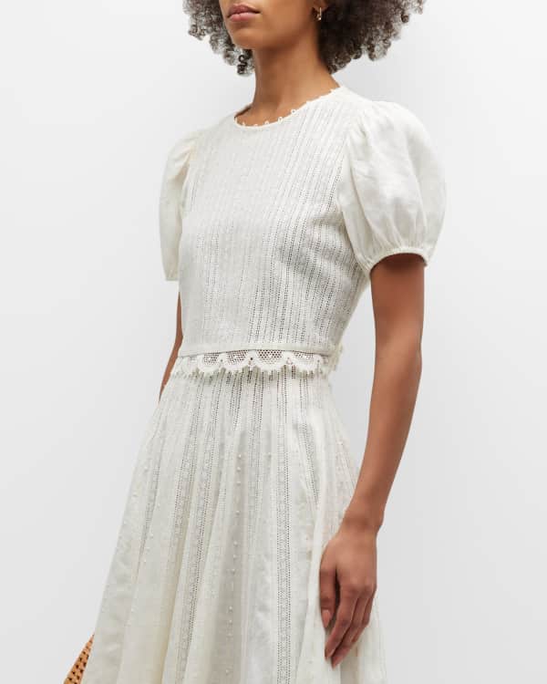Rag & Bone Charlotte Pleated Linen Lace Top | Neiman Marcus
