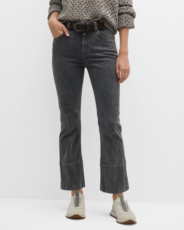 Chloe Straight-Leg Crop Denim Trousers | Neiman Marcus