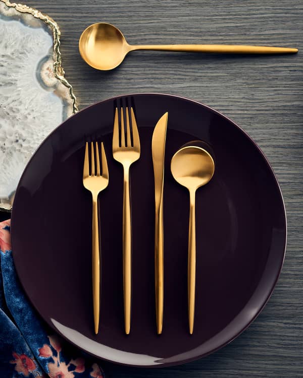 Yamazaki Tableware 20-Piece Byzantine Gold-Plated Flatware Service ...