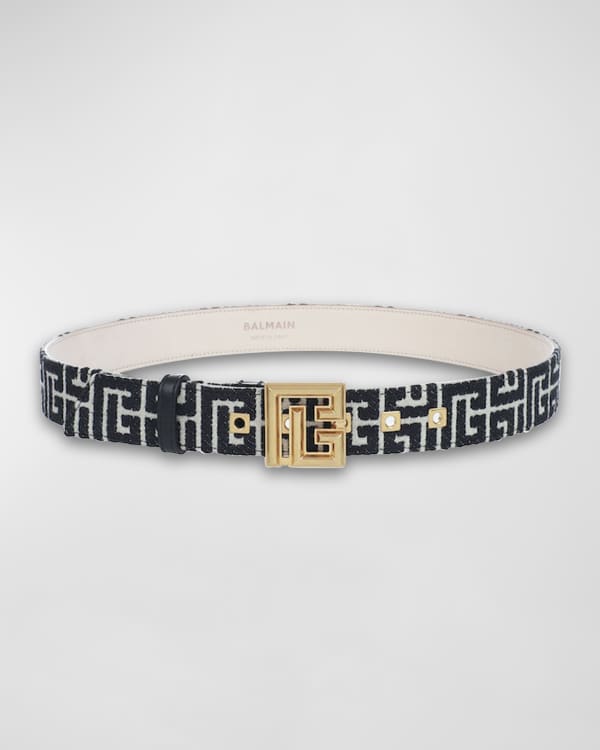 Balmain Monogram Leather Belt | Neiman Marcus