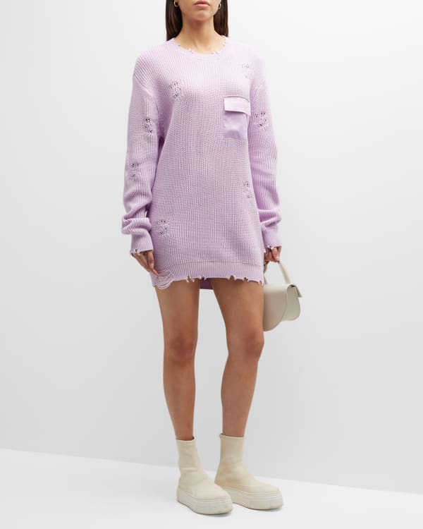 MM6 Maison Margiela Oversized Distressed Circle Sweater | Neiman Marcus