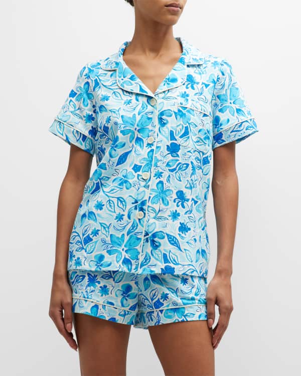 Natori Ikebana Cropped Floral-Print Pajama Set | Neiman Marcus