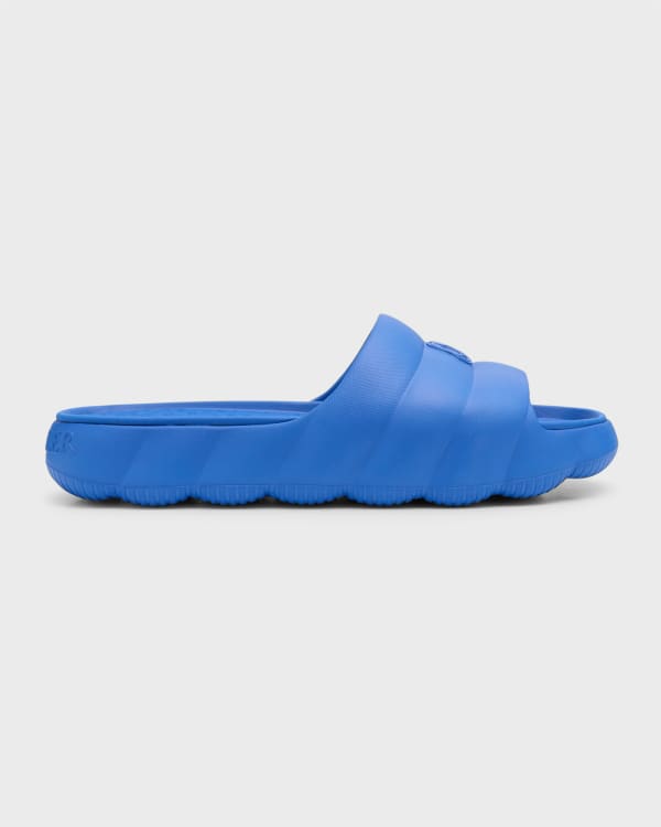 Prada Men's Leather Logo Slide Sandals | Neiman Marcus