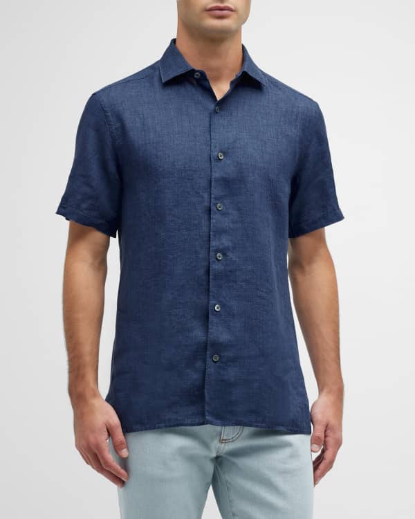 ZEGNA Men's Solid Linen Sport Shirt | Neiman Marcus