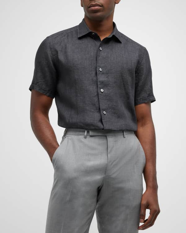 ZEGNA Men's Solid Linen Sport Shirt | Neiman Marcus