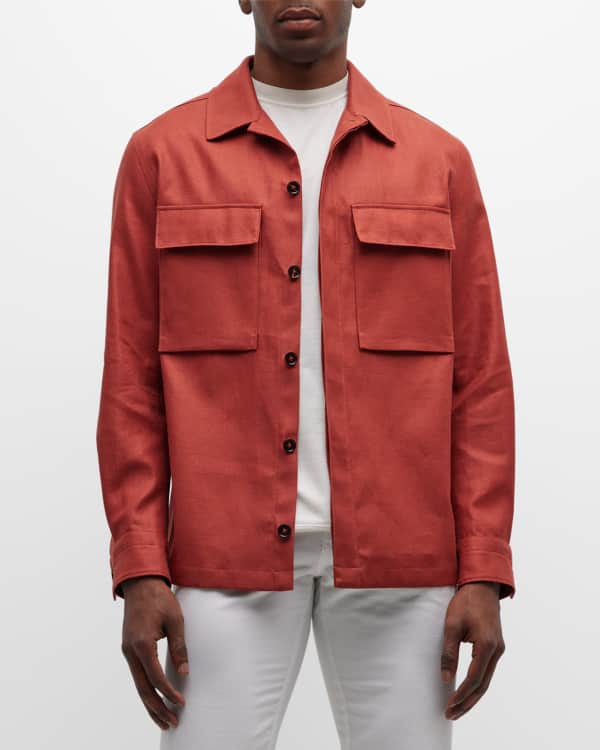 ZEGNA Men's Suede-Leather Overshirt | Neiman Marcus