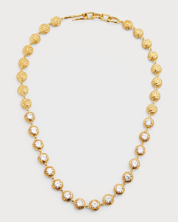 Joanna Laura Constantine Wave Link Chain Necklace with Pave | Neiman Marcus