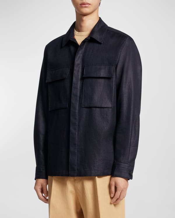 ZEGNA Men's Suede-Leather Overshirt | Neiman Marcus