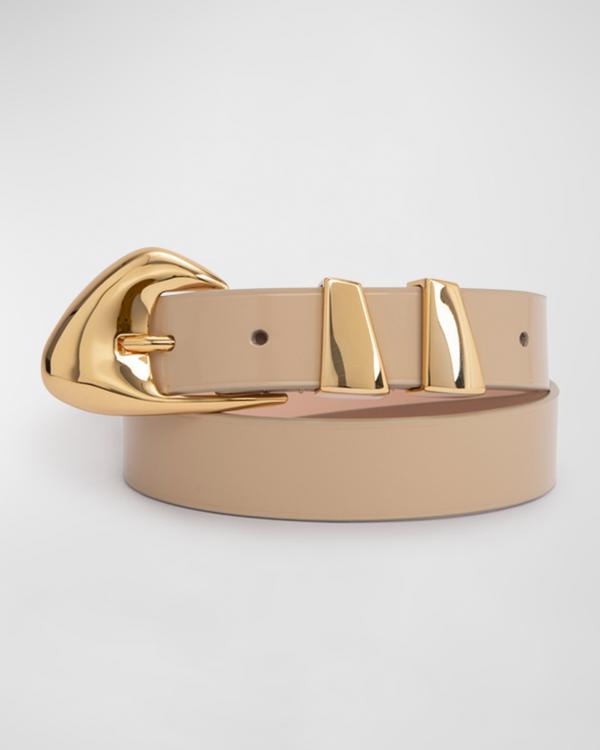 BY FAR Vic Semi-Patent Leather Skinny Belt | Neiman Marcus