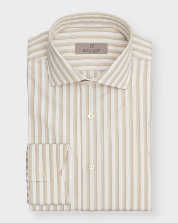 Canali Men's Stripe Wool Dress Shirt | Neiman Marcus