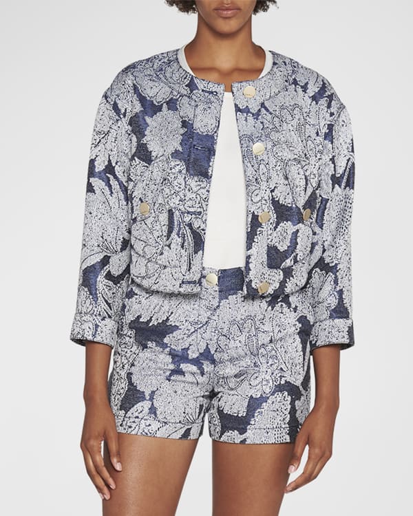 ALAIA Grommet Eyelet Crop Denim Jacket | Neiman Marcus