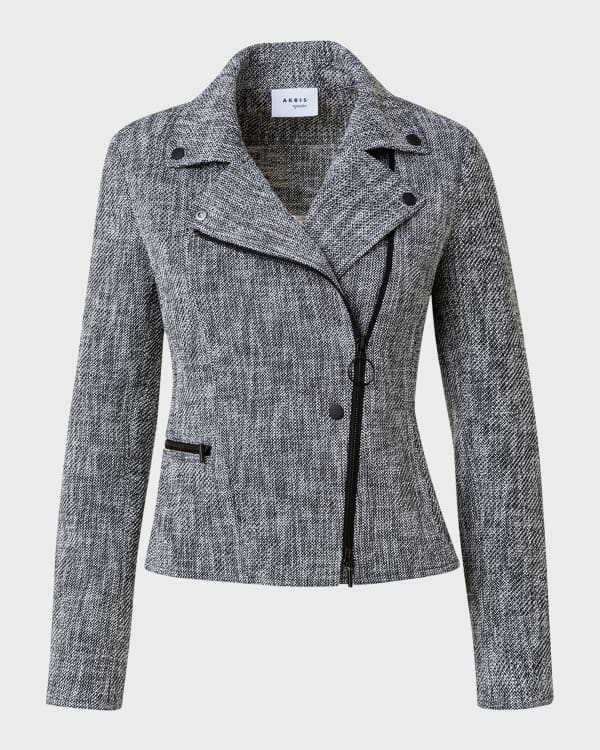 Akris punto Patchwork Denim Tweed Jacket | Neiman Marcus
