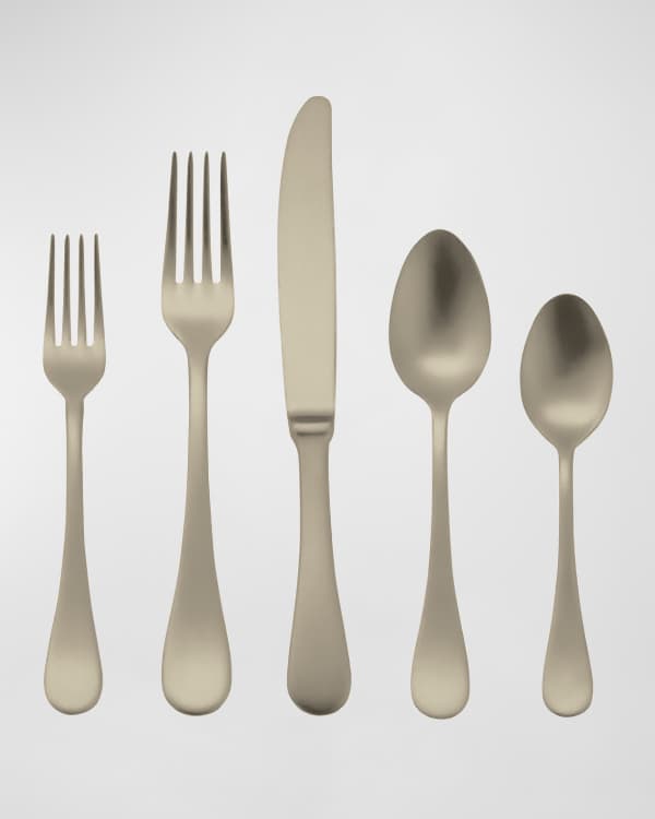 Cambridge Silversmiths 20-Piece Meridian Black Satin Hammered Flatware ...