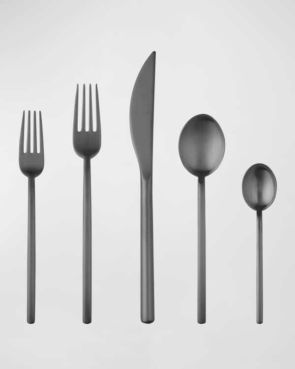 Cambridge Silversmiths 20-Piece Meridian Black Satin Hammered Flatware ...