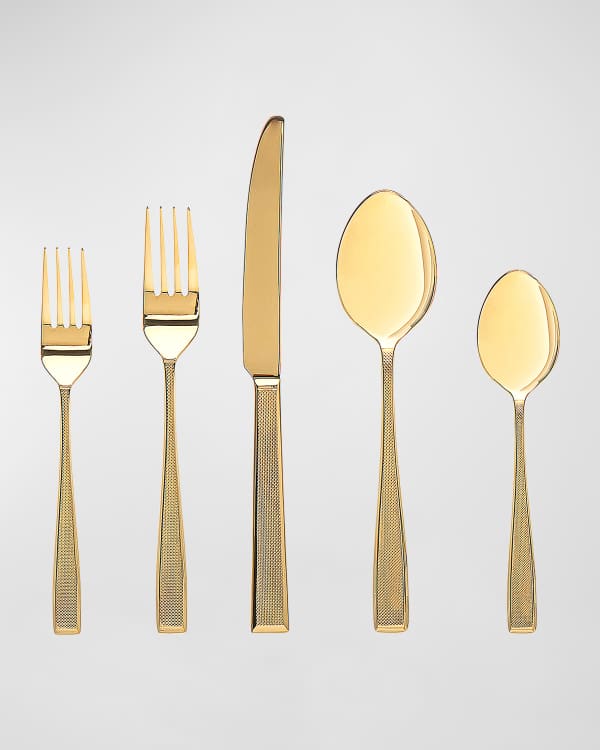 Godinger Milano Shiny Gold 20-Piece Flatware Set - 18/10 | Neiman Marcus