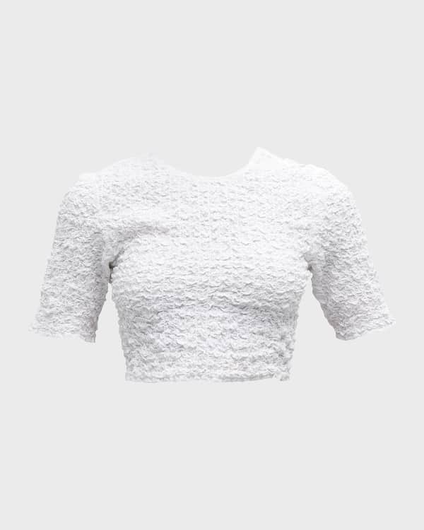 Farm Rio Rio Tiles Embroidered Tie-Back Crop Top | Neiman Marcus