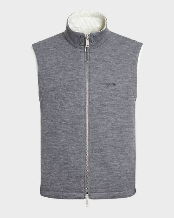 Isaia Men's Mixed Media Down Zip Vest | Neiman Marcus