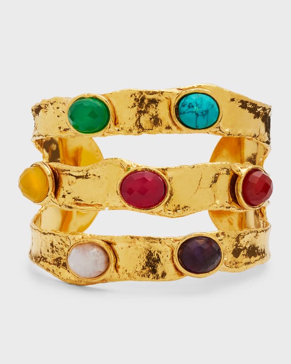 Alexis Bittar Multi-Row Golden Crystal Origami Cuff Bracelet | Neiman ...