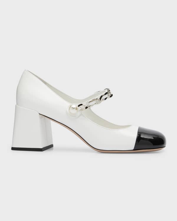 Miu Miu Bicolor Cap-Toe Mary Jane Pumps | Neiman Marcus