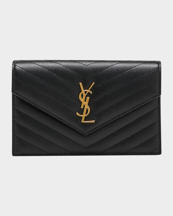 Saint Laurent Small YSL Envelope Flap Wallet in Quilted Leather ...