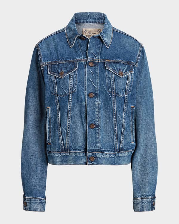 Derek Lam 10 Crosby Luca Tailored Wavy Seamed Denim Jacket | Neiman Marcus