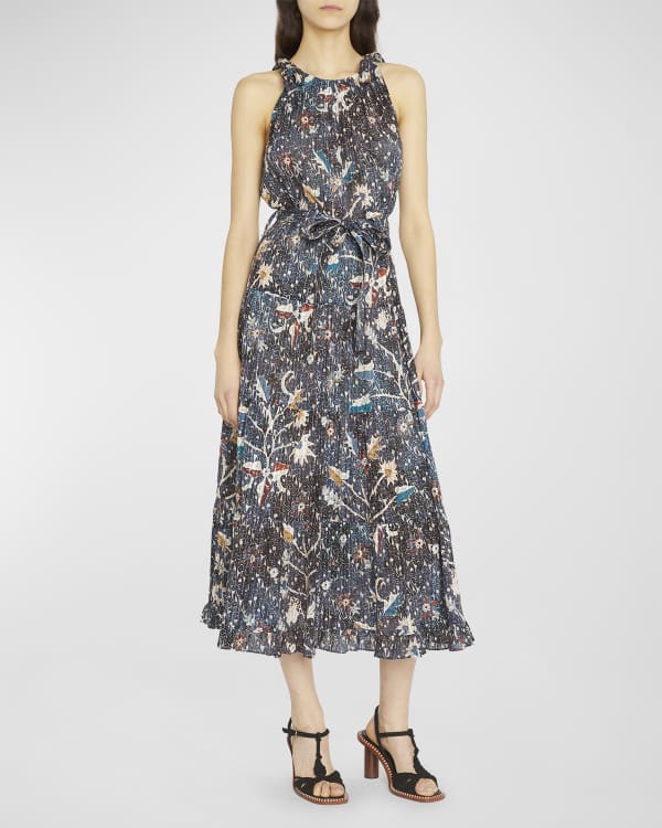Ulla Johnson Samara Ruffle Sleeveless Midi Dress | Neiman Marcus
