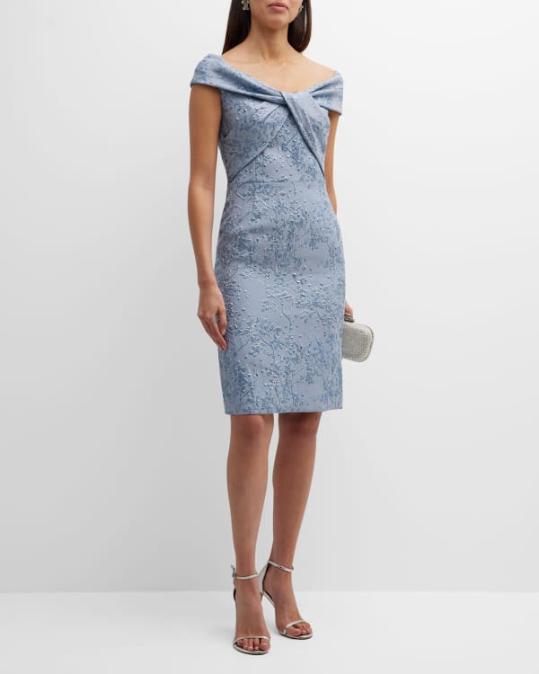 Rickie Freeman for Teri Jon Stretch Metallic Jacquard Sheath Dress ...