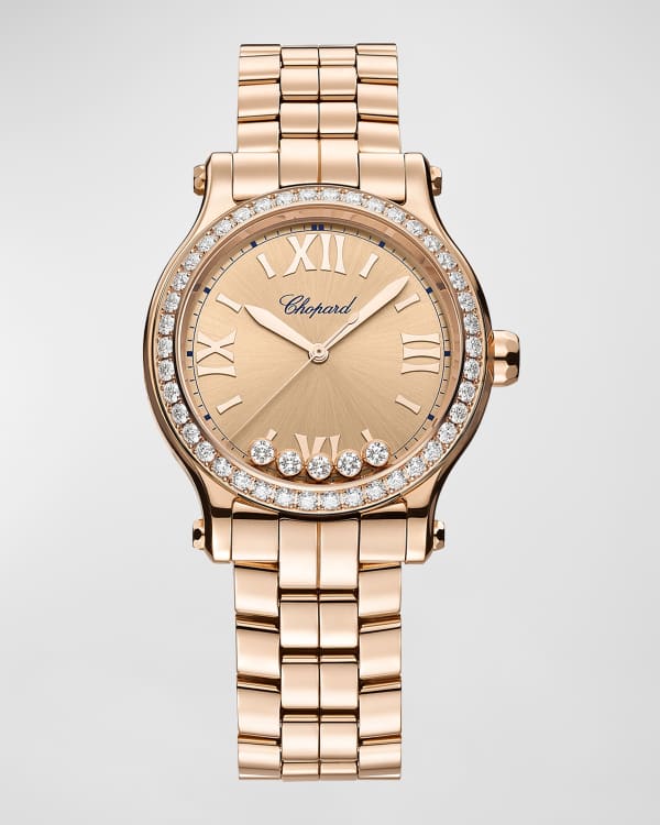 Chopard 36mm 18k Rose Gold Watch w/ Bracelet Strap, Gray | Neiman Marcus